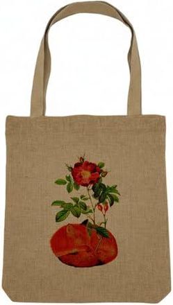 Fabulous Sac Shopping Tote Bag Aspect Lin - Renard Floral Botanique Collage Nature Fleurs Vintage Illustration Rose Streetwear Zoomer - Sac de Courses Toile Ep
