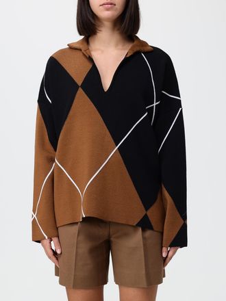 Max Mara Oversize-Polopullover aus Wolle mit Argyle-Muster und V-Ausschnitt