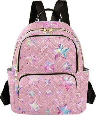 Mnsruu Mini sac à dos pour femme Motif étoiles Rose Petit sac à dos tendance Sac à dos décontracté Sac à dos Sac à dos, Multi603, M