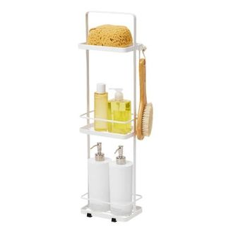 Yamazaki Tableware Yamazaki 6634 TOWER 3-st&ouml;ckiges schmales Badregal, wei&szlig;, Stahl, minimalistisch, 18 x 12 x 67 cm