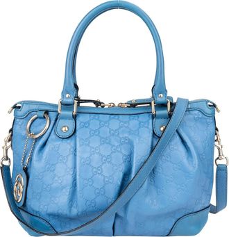Gucci Crossbody Bags - Gucci Leather GG Monogram Sukey Handbag - Gr. unisize - in Blau - f&uuml;r Damen
