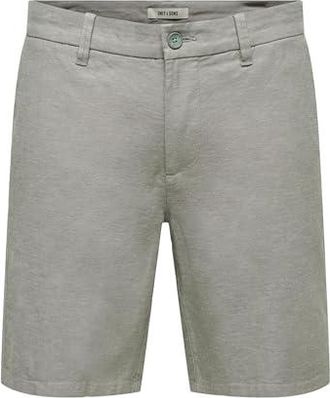 Only & Sons ONSMARK 0011 Cotton Linen Shorts Noos Chino, Castor Gray, XL Homme