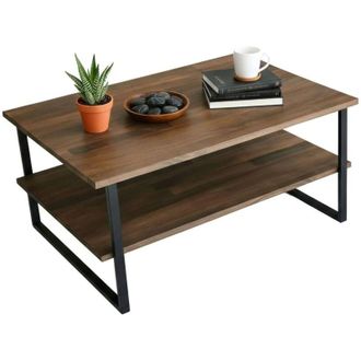 Dmora Wohnzimmertisch Dlionett, Niedriger Wohnzimmertisch, Kaffeeregal, Couchtisch f&uuml;r Sofa, 85x60h40 cm, Nussbaum - Dmora