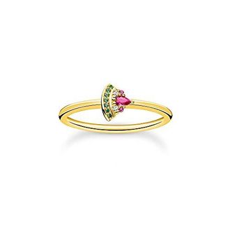 Thomas Sabo Anneau argent sterling Oxyde de Zirconium femme, Gold-Grün-Pink-Weiß, TR2353-488-7-54
