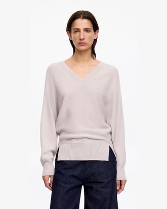Arket Pullover Mit V-Ausschnitt Aus Reinem Kaschmir -Grau