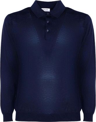 KANGRA Homme, Tops, Bleu, Taille: L Polo en m&eacute;lange de soie et de coton