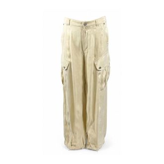 Pinko Pinko - Pantalon Cargo Satin&eacute; - Femme - Pantalons - Beige - Taille: 40 FR