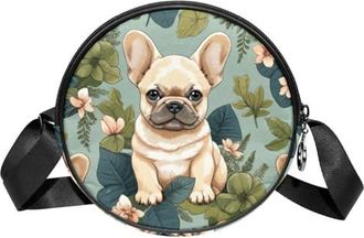 Generic Petit sac &agrave; bandouli&egrave;re circulaire pour femme, petit sac &agrave; bandouli&egrave;re avec fermeture &eacute;clair, bretelles r&eacute;glables, sac &agrave; main rond d&eacute;contract&eacute; pour fe