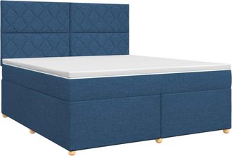 vidaXL Letto Box Spring Con Materasso Blu 160 X 200 Cm Tessuto Vidaxl