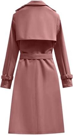 Generic Femme Trench-Coat &agrave; Double Boutonnage El&eacute;gant Manches Longues Automne Hiver Revers Veste Longue Manteau avec Ceinture n30