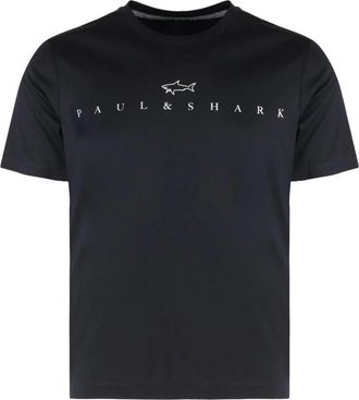 Paul & Shark Homme, Tops, Bleu, Taille: 2XL T-shirt &agrave; col rond avec logo