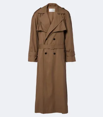 Saint Laurent Trench oversize &agrave; boutonni&egrave;re crois&eacute;e