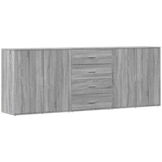 vidaXL Sideboards 3 Stk. Grau Sonoma Holzwerkstoff Vidaxl