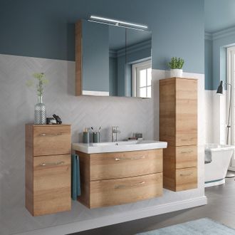 PELIPAL home24 Badezimmerset 6005 IV 4-teilig 171cm Braun/Eiche Riviera Dekor