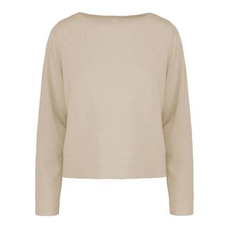Bomboogie Femme, Pulls, Beige, Taille: 44 FR Haut en lin et coton &agrave; encolure bateau