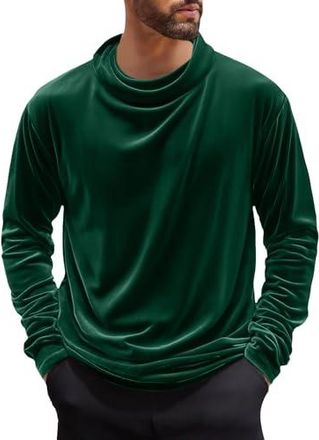 Generic Sweat-shirt en velours &agrave; manches longues pour homme - Chaud - Tendance - Uni - Col rond - Coupe ample - Confortable - Respirant - V&ecirc;tements de sport p