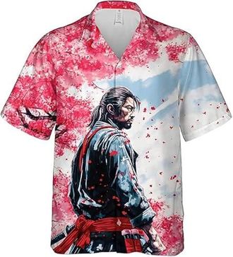 Keephen Japonais Samoura&iuml; Impression 3D Chemise Hawaiienne Femmes Hommes Chemise &agrave; Boutons Casual Bowling Chemise &Eacute;t&eacute; Manches Courtes Chemisier