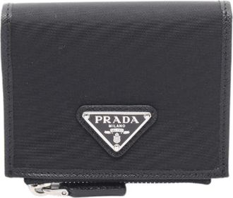 Prada Portefeuille Pre-owned en cuir Re-Nylon - Femme - Pre-owned - Noir - Taille: ONE Size