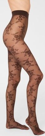 Calzedonia Transparente Strumpfhose Aus Blumenspitze Braun