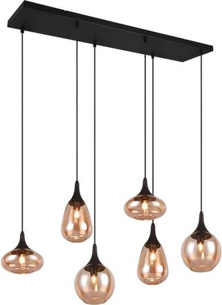 Trio Leuchten Suspension 6xe14 40w verre ambre noir mat - trio - lumina 80668194 80668194