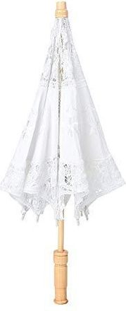 RAGUSO Rétro Vintage Dentelle Parapluie Parasol À La Main Fleur Broderie Parasol Mariage Mariée Partie Décoration Photographie Parapluie(L 43cm Blanc)