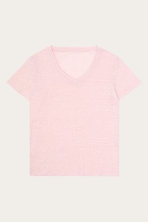 Knowledge Cotton Apparel Damen vegan T-Shirt Leinen V-Ausschnitt Blasslila