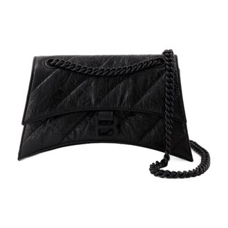 Balenciaga Womens Crush Chain S Shoulder Bag Black Calfskin