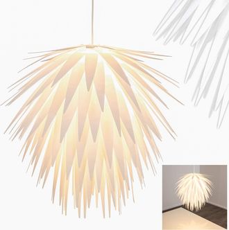 HOFSTEIN Pendelleuchte Grinder, moderne Hängelampe aus Kunststoff in Weiß, Ø 55 cm, max. Höhe 140 cm, E27, ohne Leuchtmittel