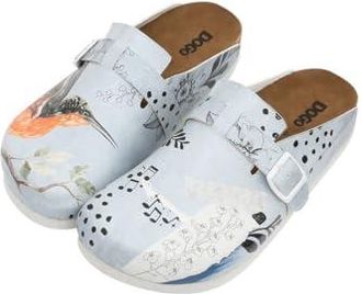 Dogo Femme Cuir Vegan Bleu Chaussons - Birds Chirping Motif