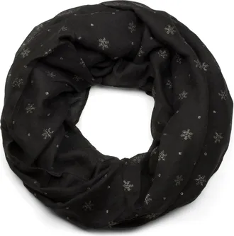styleBREAKER Schlauchschal Loop mit glitzerndem Schneeflocken Print