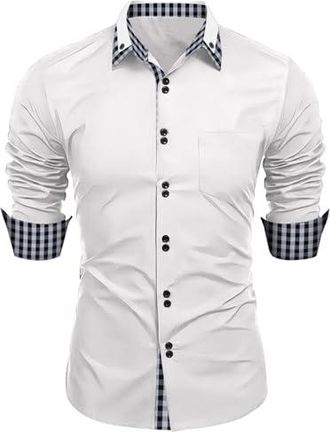 Generic Chemises d&eacute;contract&eacute;es de printemps et dautomne pour homme, boutons &agrave; revers, chemise &agrave; manches longues, hauts, cardigan pour homme, chemise rose noir