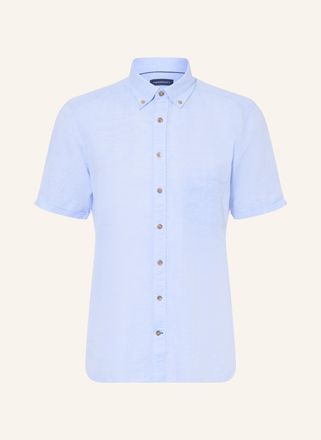 Strokesman's Strokesmans Kurzarm-Hemd Comfort Fit Mit Leinen blau