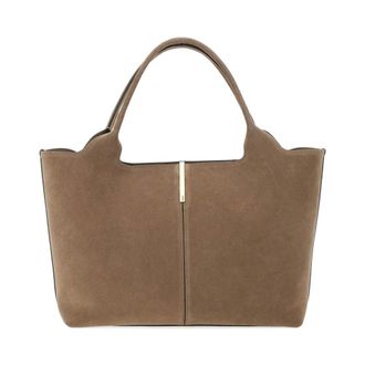 Tod's unisex, Sacs, Beige, Taille: ONE Size Sac cabas &agrave; anses sup&eacute;rieures avec appliqu&eacute;s et surpiq&ucirc;res ton sur ton