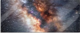 Pixxprint Glasbild Panorama, Wandbild aus Echtglas, Zentrum der Milchstraße, 120x50 cm, inkl. Aufhängung und Abstandshalter