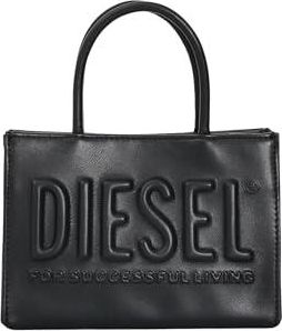 Diesel Sac &agrave; main noir pour femme avec logo en relief UNI, Noir, Borsa mini a mano 12x17,5x6 cm primavera estate