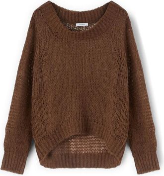 Motivi Femme, Pulls, Brun, Taille: 42 FR Pull oversize en mohair ajour&eacute;