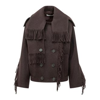Iro Gewagte zweireihige Jacke mit Fransen - - Coats - Damen - Braun - 2XS