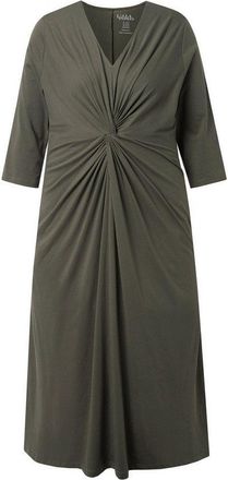 Ulla Popken Maxikleid Maxikleid drapiert A-Linie V-Ausschnitt 3/4-Arm