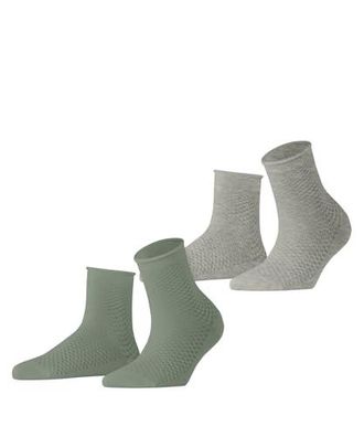 Esprit Fine Mesh Multipack W Sso coton unies 2 paires, Chaussettes Femme, Multicolore Green Grey 0030, 39-42