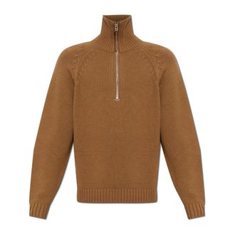 Tom Ford Woll-Kaschmir Pullover mit halbem Rei&szlig;verschluss - - Knitwear - Herren - Braun - M