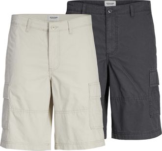 Jack & Jones Herren JPSTCOLE JJCAMPAIGN 2PK MP Shorts 12258390,Grau,S