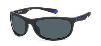 Polaroid Lunettes de soleil unisexes pour adulte, Noir mat/bleu, 64