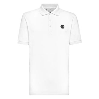 Philipp Plein Homme, Tops, Blanc, Taille: S Slim Fit Polo SS Stars