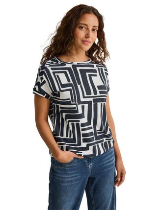 Cecil Damen Print-Shirt mit Knopfdetail