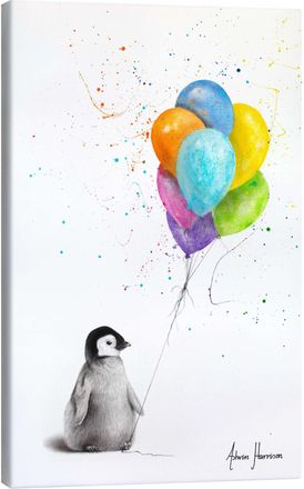 Posterlounge Positiver Pinguin Leinwandbild von Ashvin Harrison 20 x 30 cm Gelb Wandbilder Wanddeko