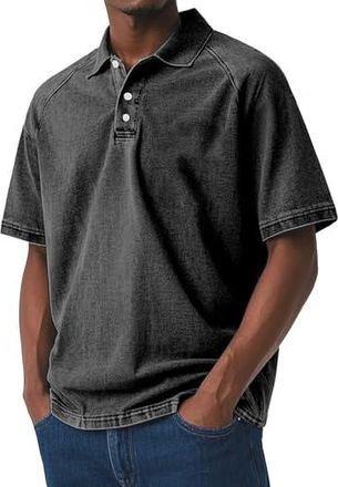 Generic Haut basique &agrave; manches courtes uni pour homme - Mode pour homme - Couleur unie - R&eacute;tro - Manches courtes - Pour int&eacute;rieur et ext&eacute;rieur, Noir, 3XL