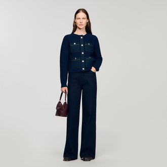 Sandro Cardigan mit Denim-Details