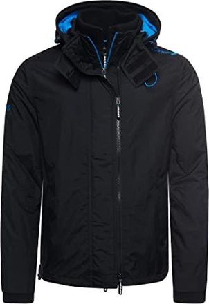Superdry Pop Arctic SD Windcheater à capuche et fermeture Éclair pour homme, Noir/Super Denby nouveau logo, S