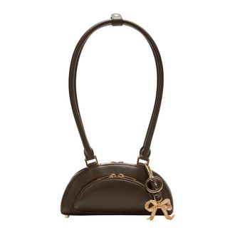 Self Portrait Braune Leder Mini Schultertasche mit Anh&auml;nger - - Bags - Damen - Braun - ONE SIZE