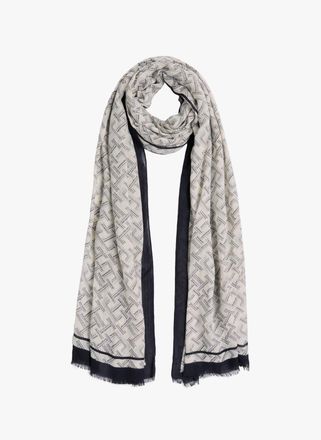 Tommy Hilfiger Foulard imprim&eacute; &agrave; bord effiloch&eacute; en coton m&eacute;lang&eacute;